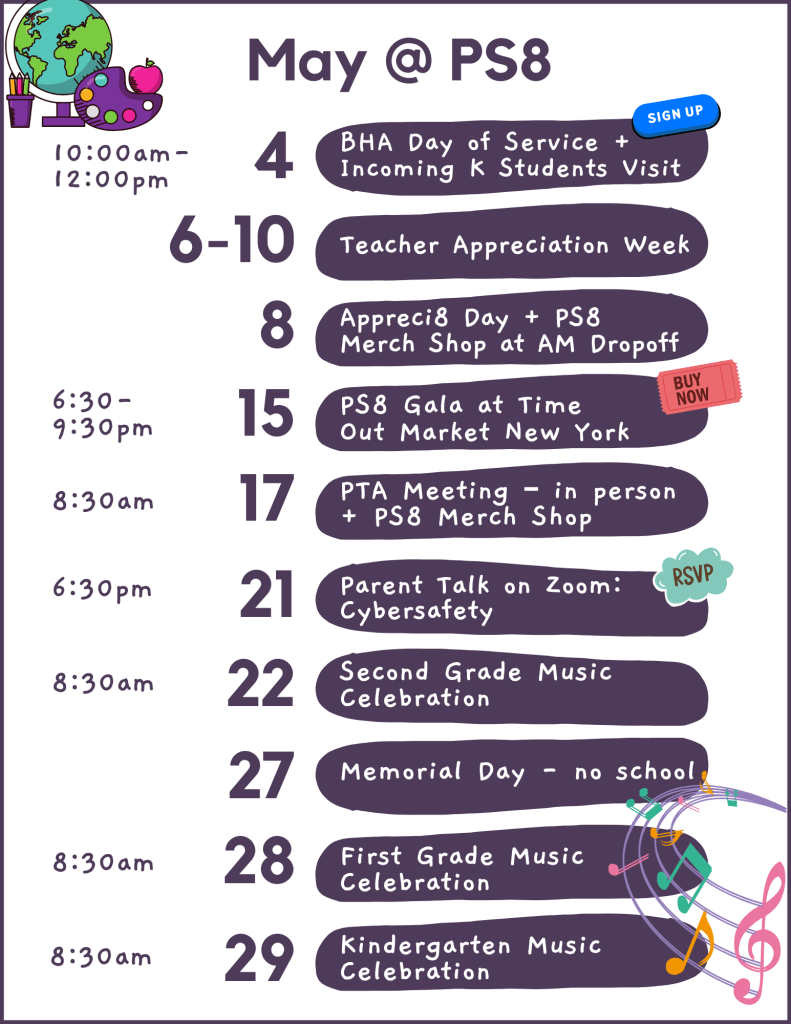 Calendar – PS8 Brooklyn